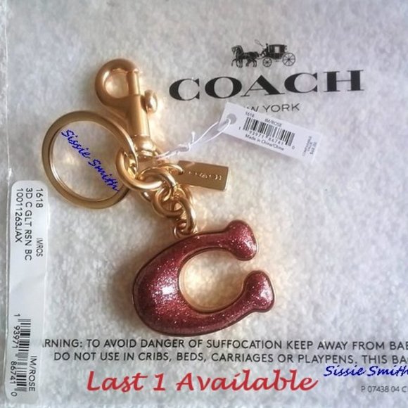 Coach | Accessories | Nwt Coach 3d Signature C Glitter Rose Bag Charm ...